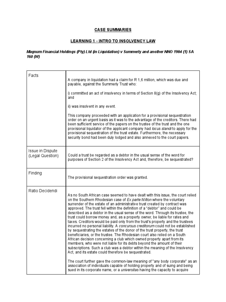 Case Summaries | PDF
