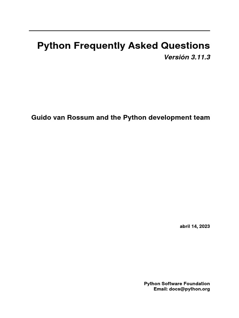 11 Python Frequently Asked Questions | PDF | Python (lenguaje de ... 11 Python Frequently Asked Questions | PDF | Python (lenguaje de ...