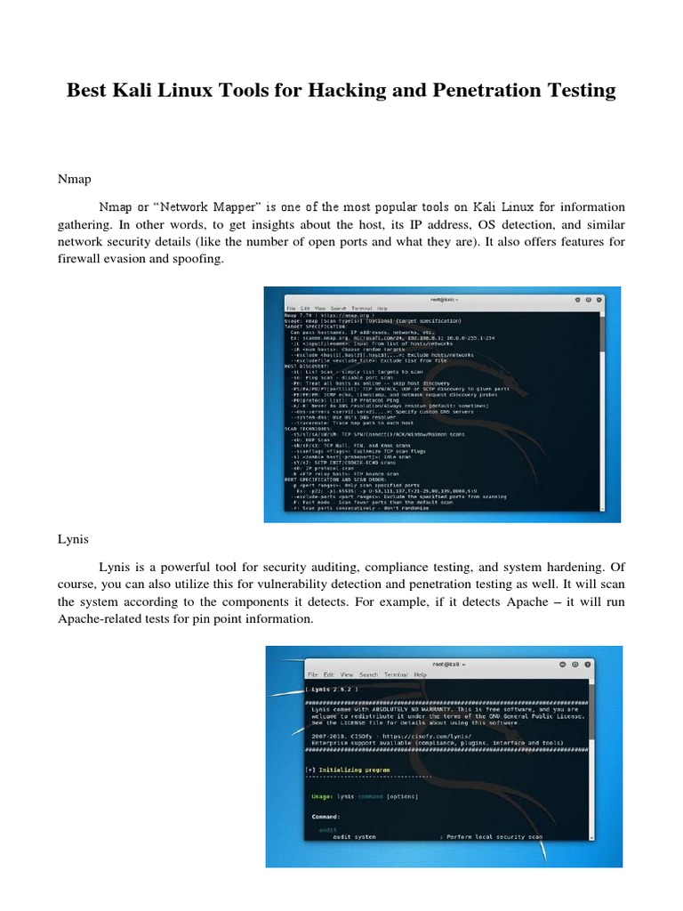 Best Kali Pen Tools | PDF