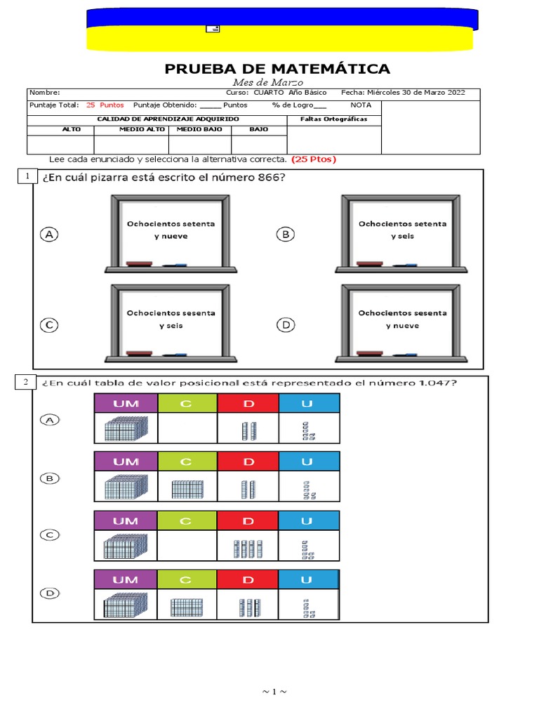 Prueba Unidad Marzo 22 | PDF