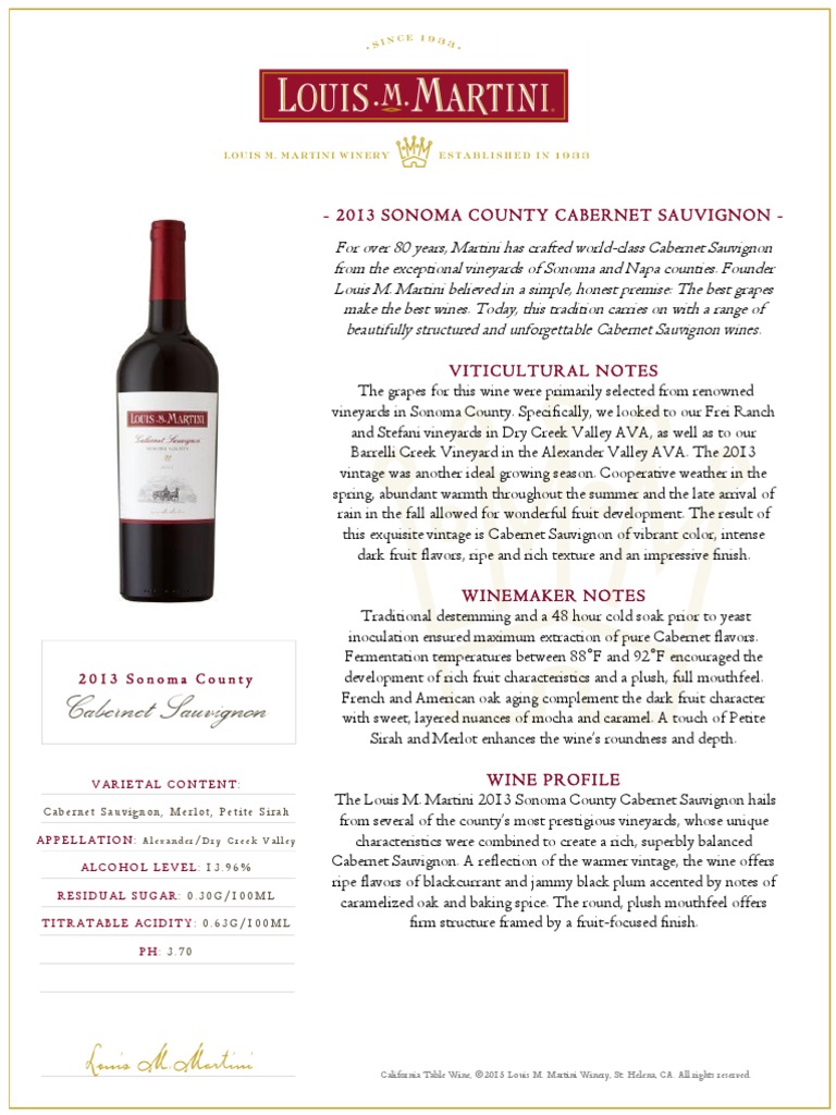 Louis M Martini | PDF | Wine | Biotechnology Products