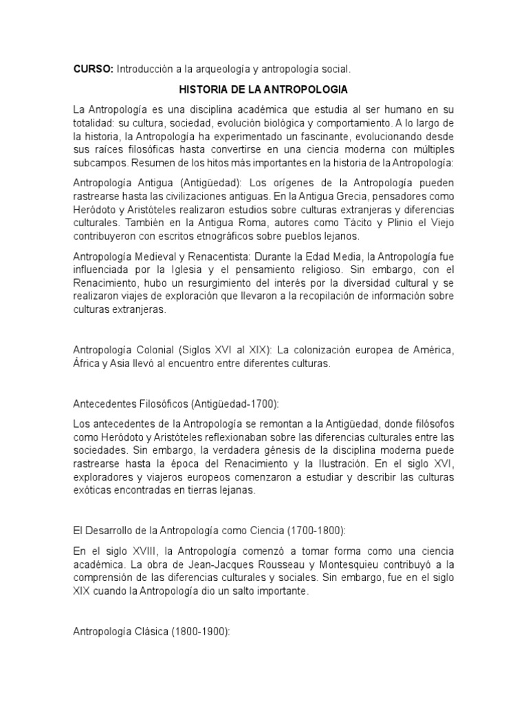 Historia de la Antropología: Evolución y Claves | PDF | Antropología ...