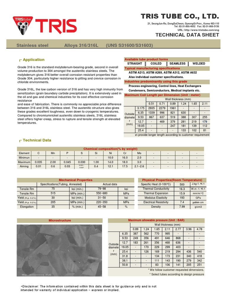 316 Tubeing Tris | PDF | Stainless Steel | Steel