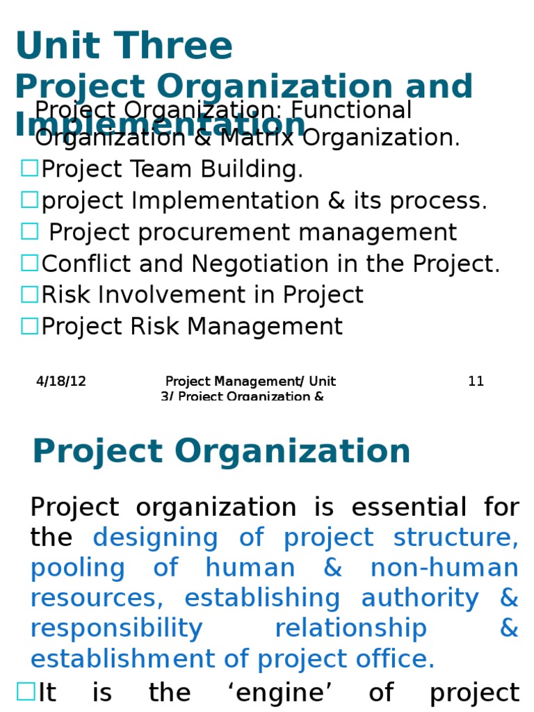 Project Organization & Implementation | PDF | Project Management ...