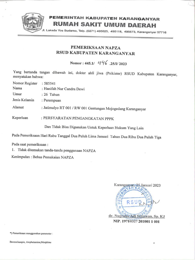 Pemeriksaan Napza | PDF