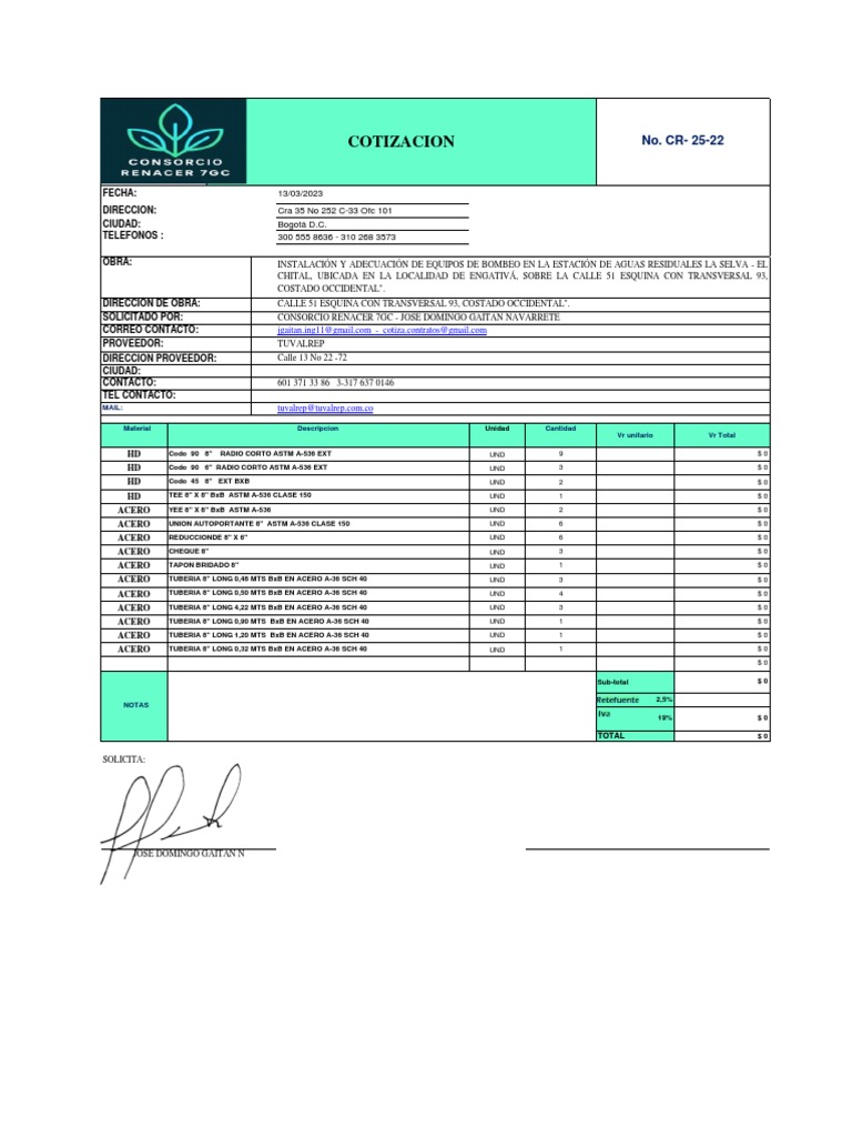 Cotiza Tuvalrep F | PDF