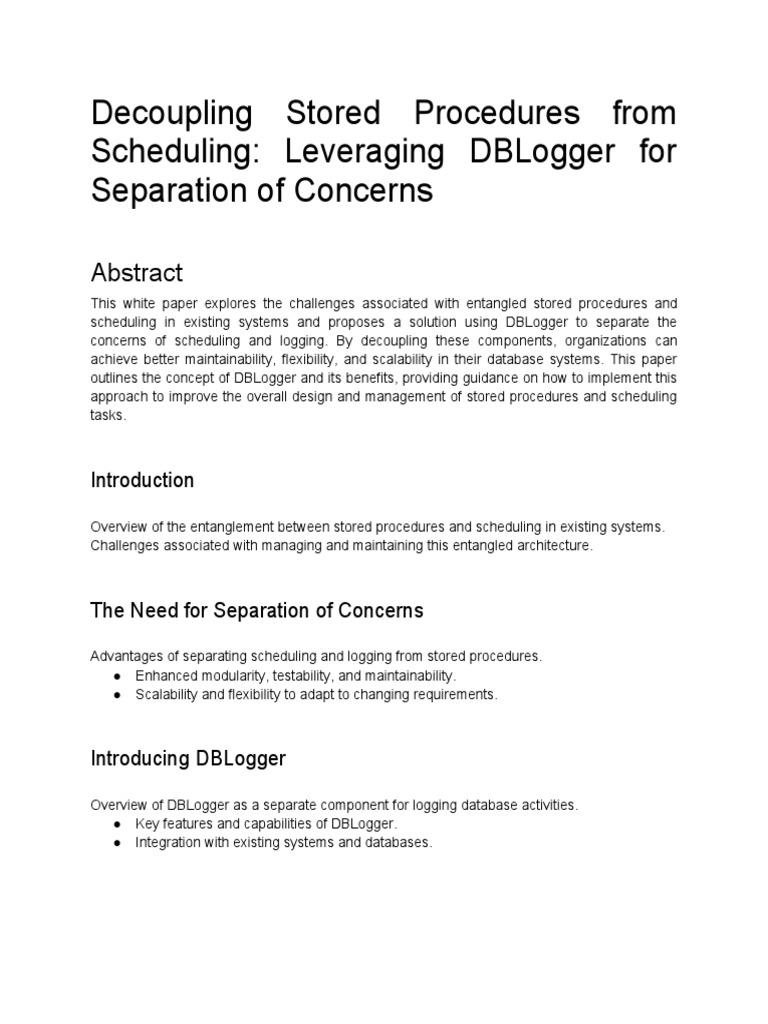 Decoupling Stored Procedures From Scheduling | PDF | Server (Computing ... Decoupling Stored Procedures From Scheduling | PDF | Server (Computing ...
