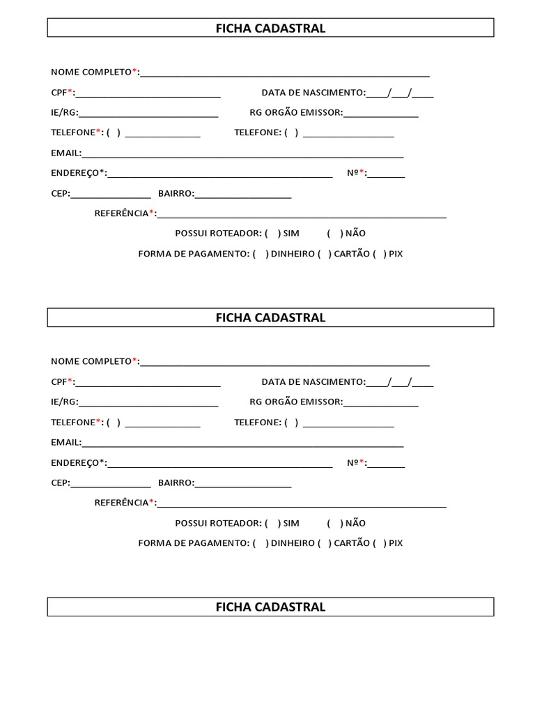 Ficha Cadastral | PDF