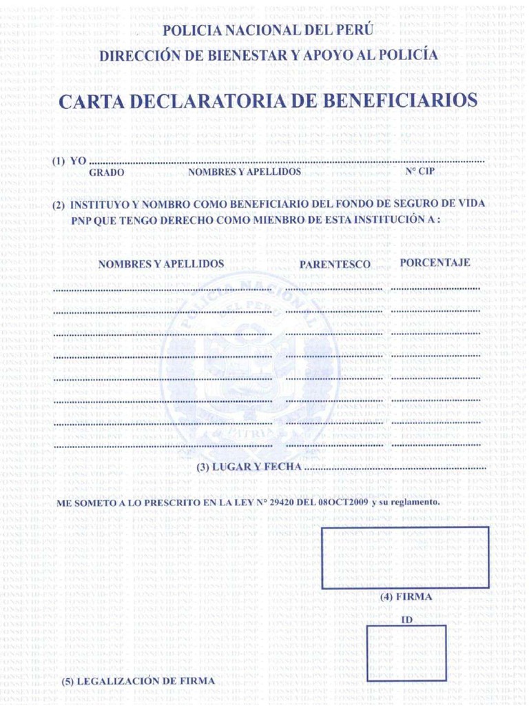 Formato Carta Declaratoria y Diptico Fonsevid | PDF