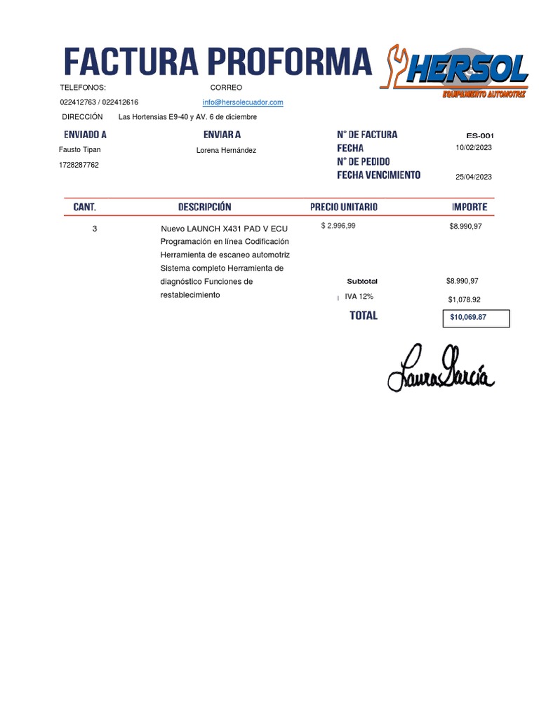 Proforma de Scanner | PDF