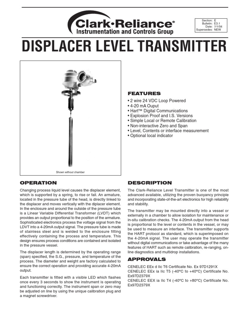 E3.1 Displacer Level Transmitter | PDF | Calibration | Vacuum Tube
