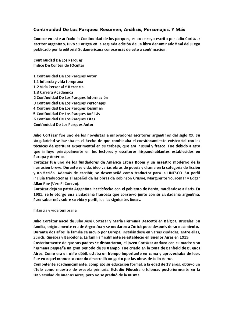 Continuidad de Los Parques | PDF