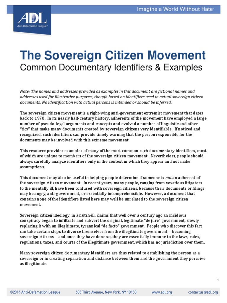 Sovereign Citizen Documentary Identifiers | PDF