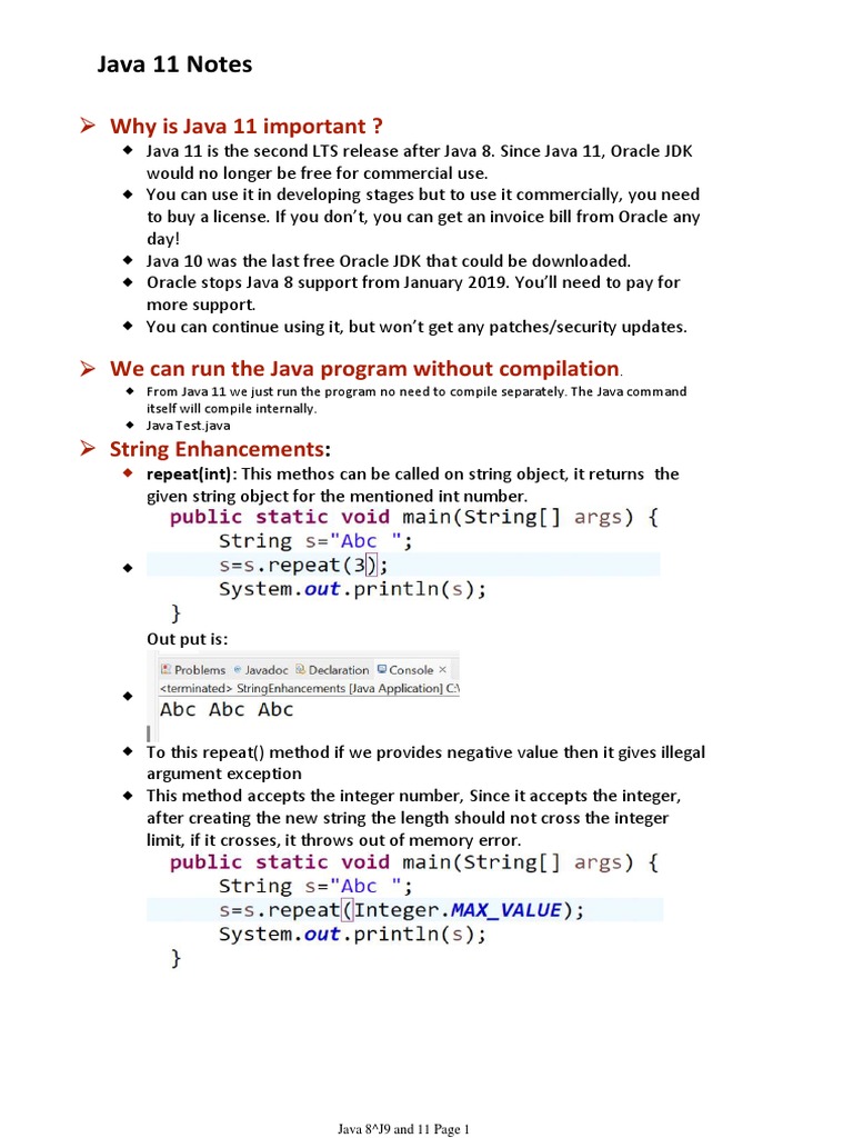 Java 11 Notes | PDF