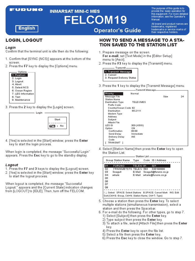FELCOM19 Operators Guide | PDF | Computer Engineering | Telecommunications