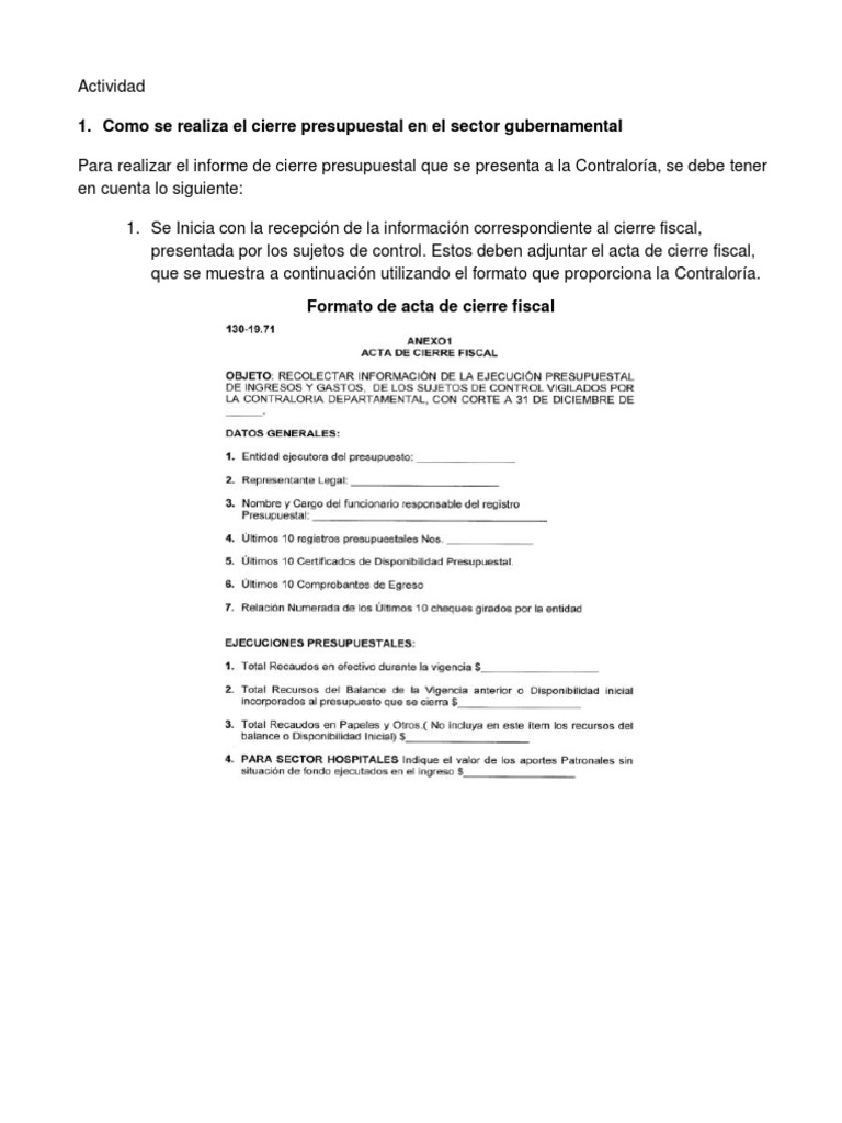 Cierre Presupuestal Gubernamental | PDF Cierre Presupuestal Gubernamental | PDF