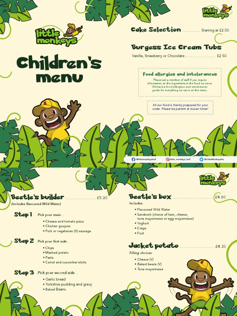 Little Monkeys Menu | PDF