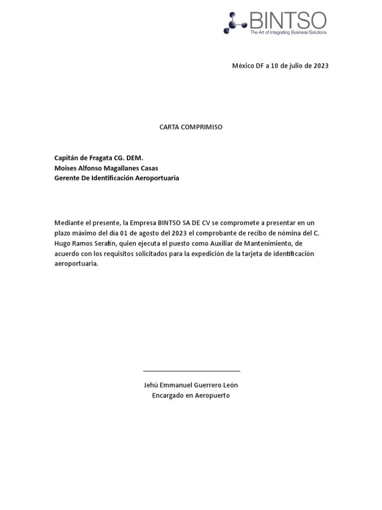 Carta Comprimiso Tia | PDF
