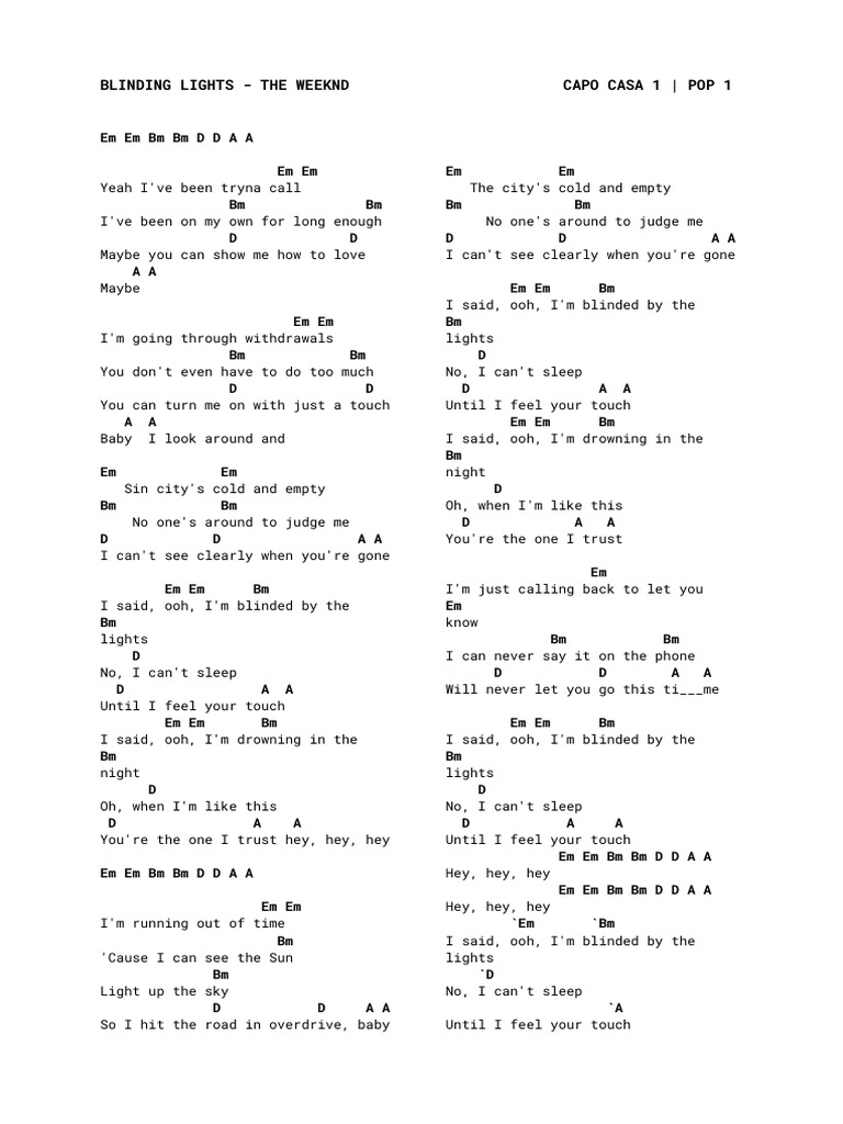 Blinding Lights - The Weeknd | PDF