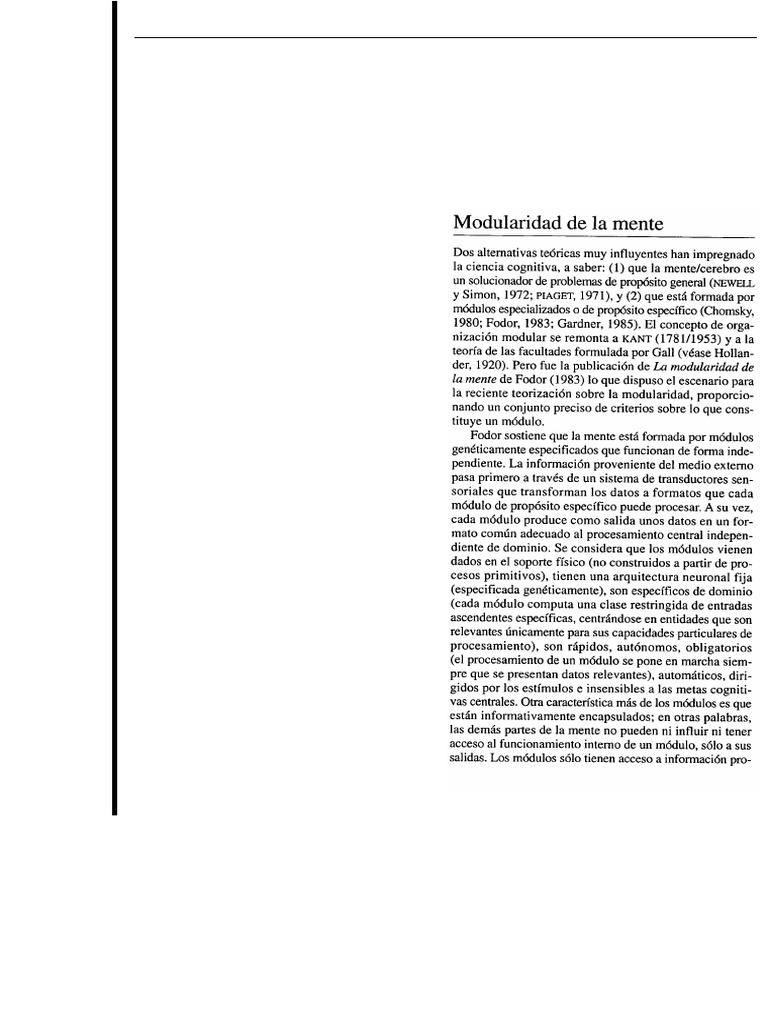 Modularidad de La Mente | PDF