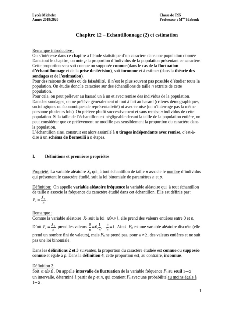 Chap12 Echantillonnage | PDF