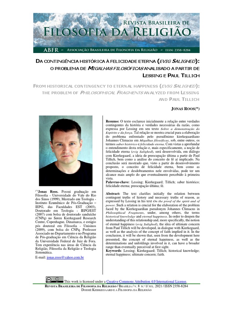 Da Contingência Histórica À Felicidade Eterna (Evig Salighed) o ...