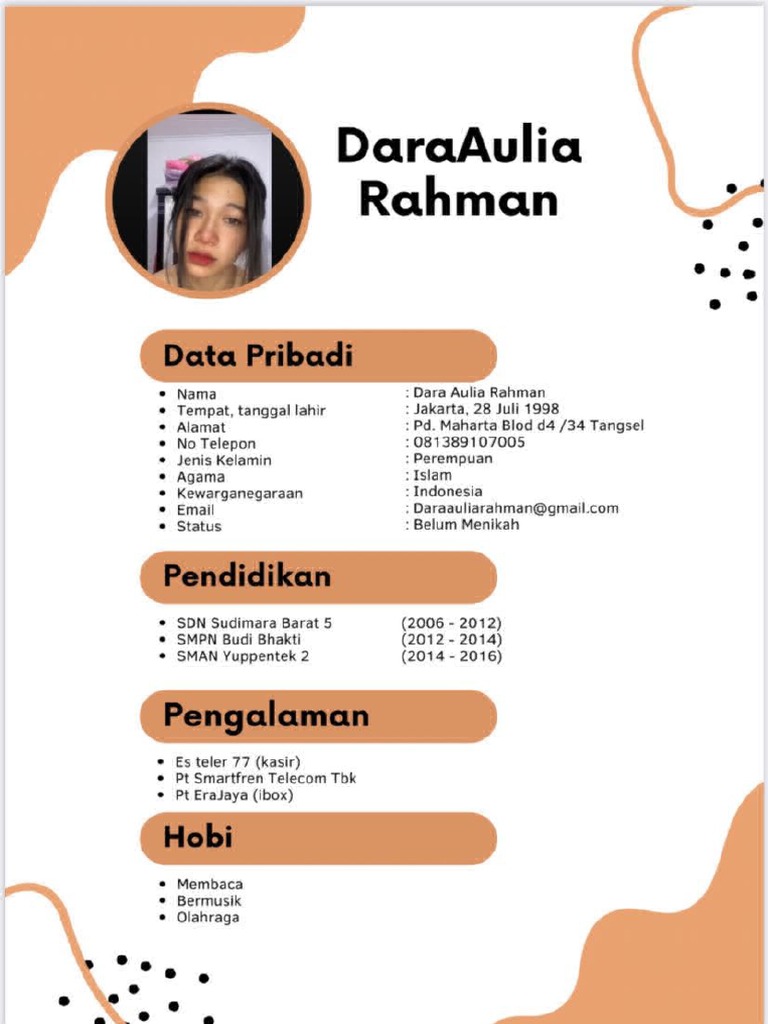Surat Lamaran Kerja Dara Aulia | PDF