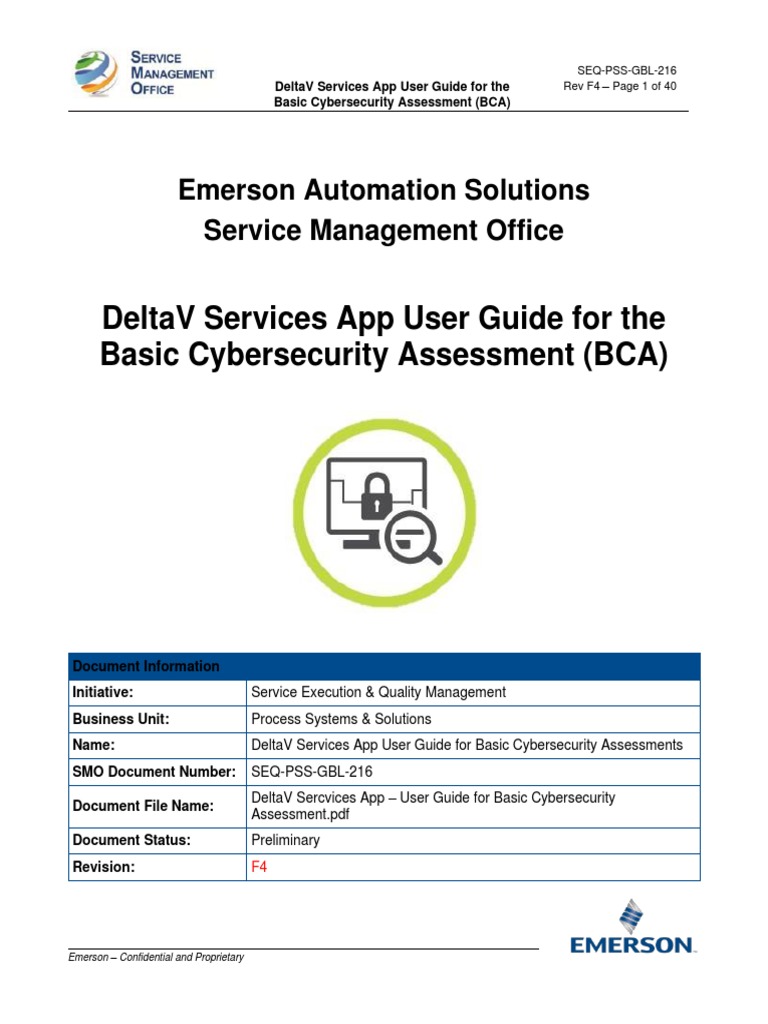 DeltaV Services App User Guide - Basic Cybersecurity Assessment | PDF