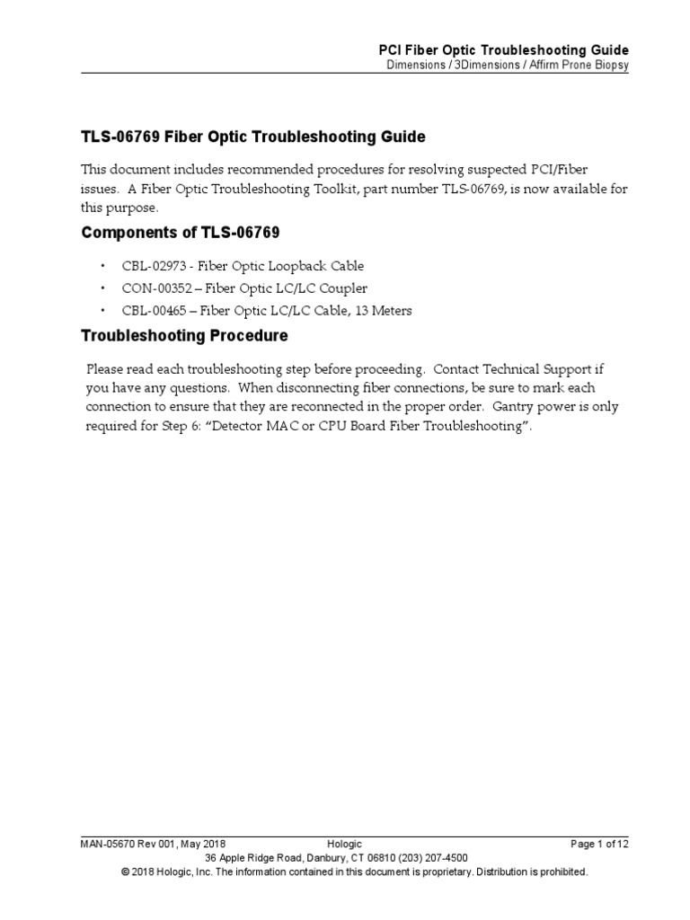 Man 05670 01 Fiber Optic Troubleshooting Manual Pdf Optical Fiber