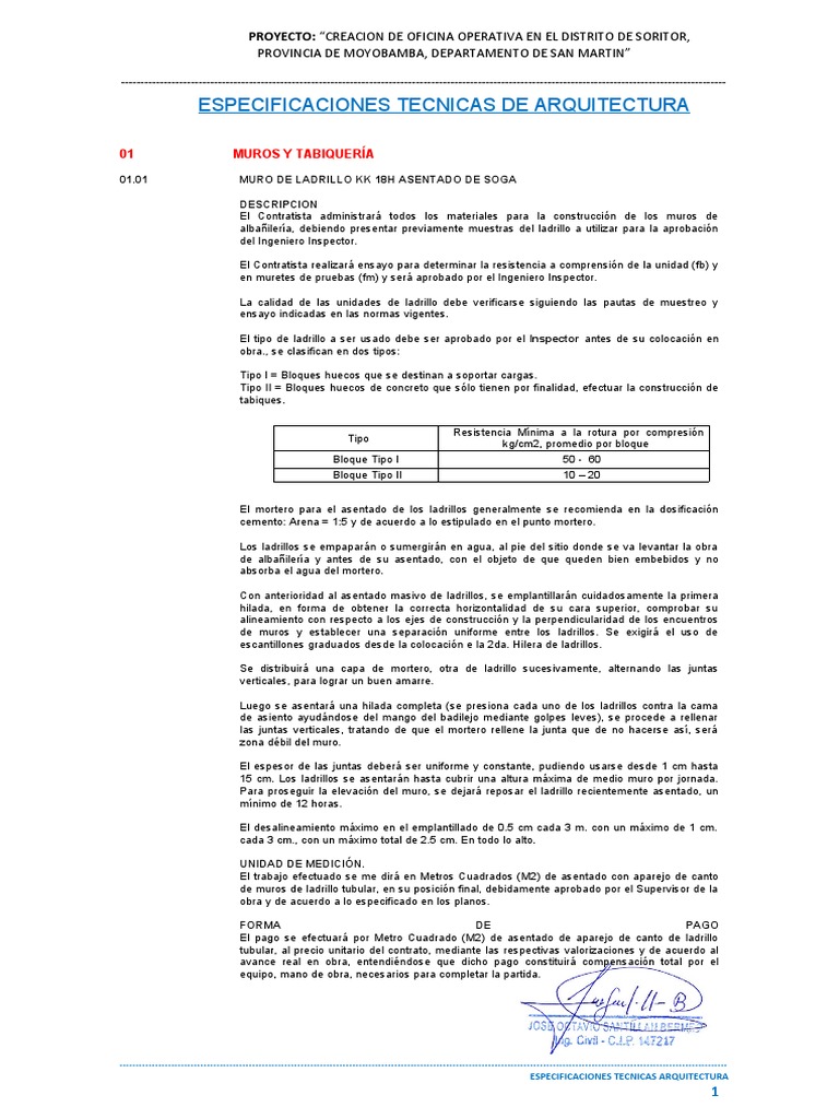 Especificaciones Tecnicas Arquitectura | PDF