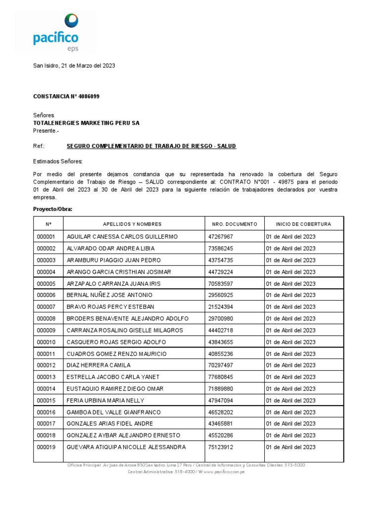 SCTR Salud Abril 2023 | PDF