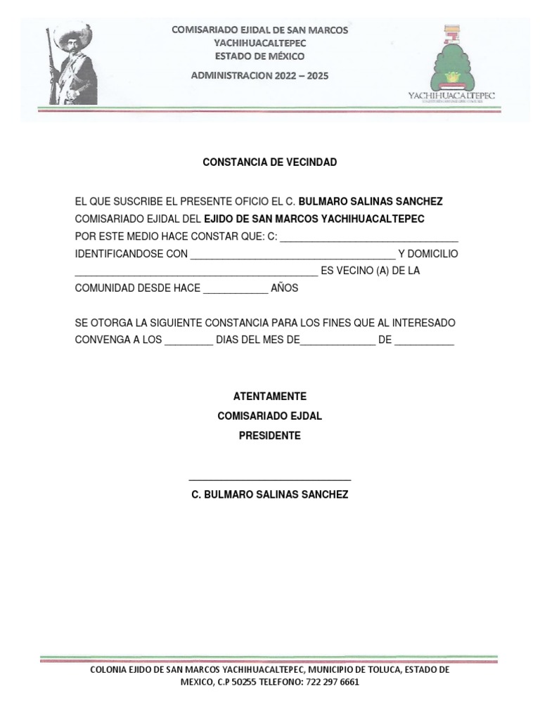 Constancia de Vecindad | PDF