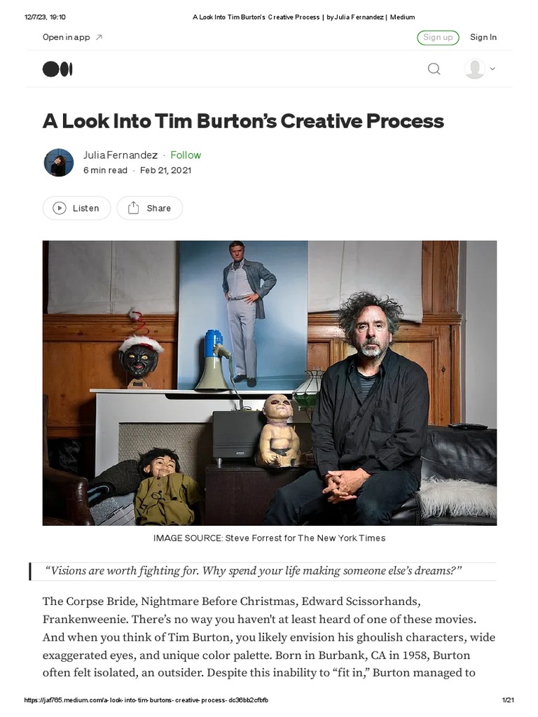 Tim Burton's Creative Process Explained | PDF