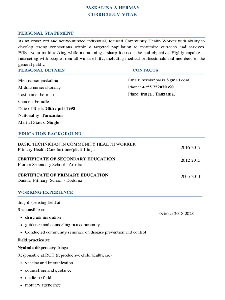 CV Paskalina | PDF | Health Professional | Health Care
