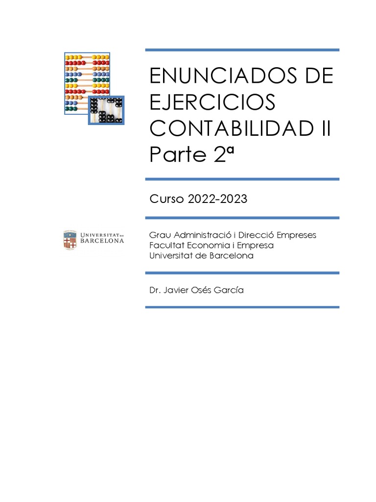 Enunciados Conta 2. Parte 2. 2022-2023 Solo Enunciados | PDF | Valor neto | Compartir (Finanzas)