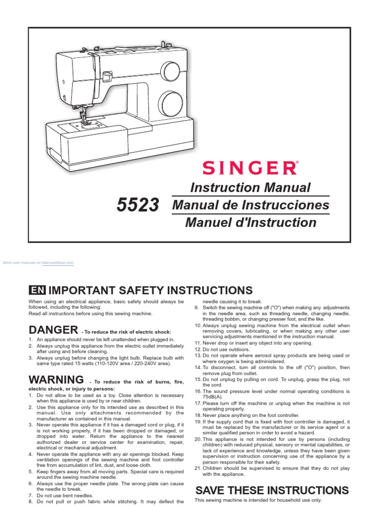 Manual Singer 5523 | PDF