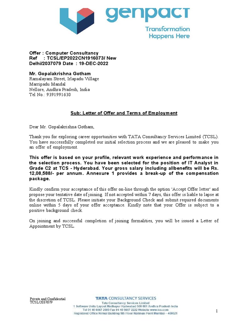 Offer Letter | PDF