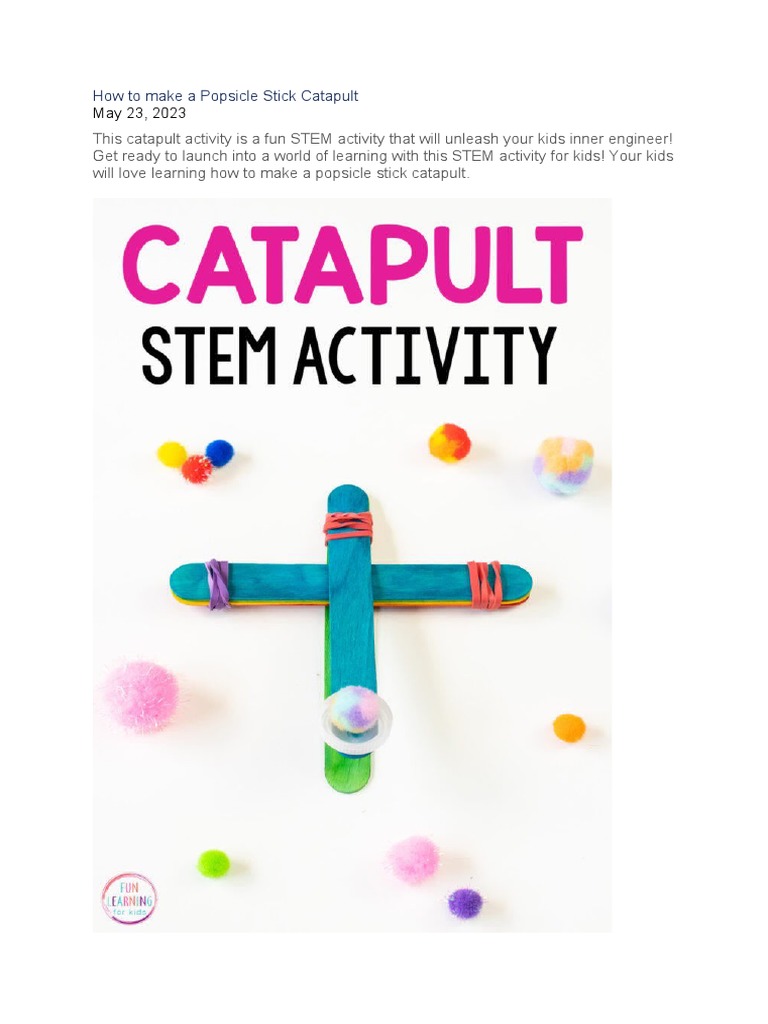 How To Make A Popsicle Stick Catapult | PDF
