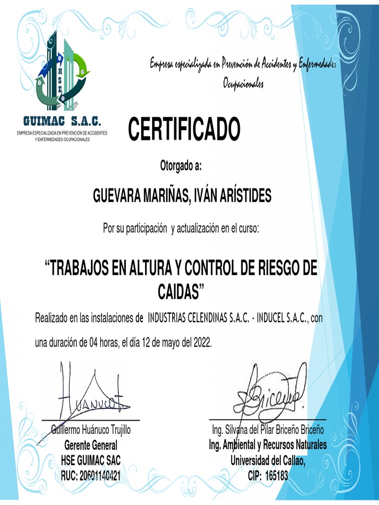 4c) Certificados Trabajos en Altura | PDF