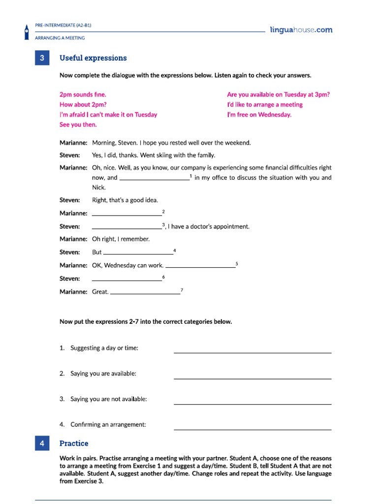 Arranging A Meeting Pdf