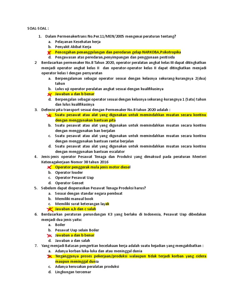 Soal dan Wewenang Operator K3 2020 | PDF