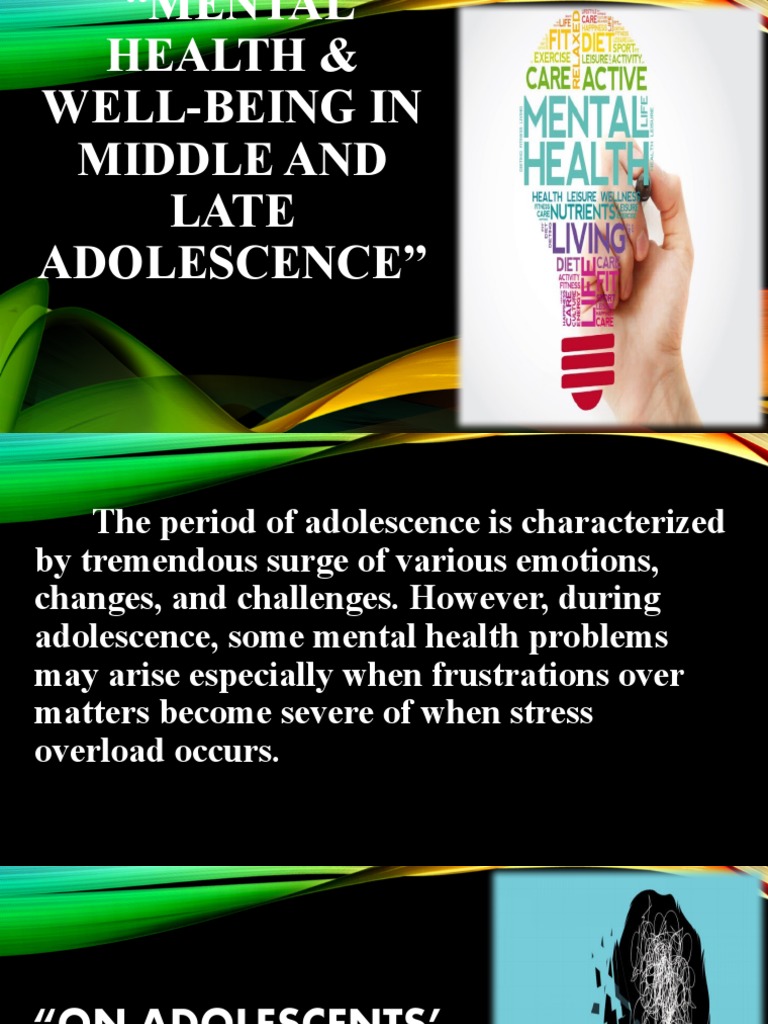 Adolescent Mental Health And Well Being Pdf Mental Disorder