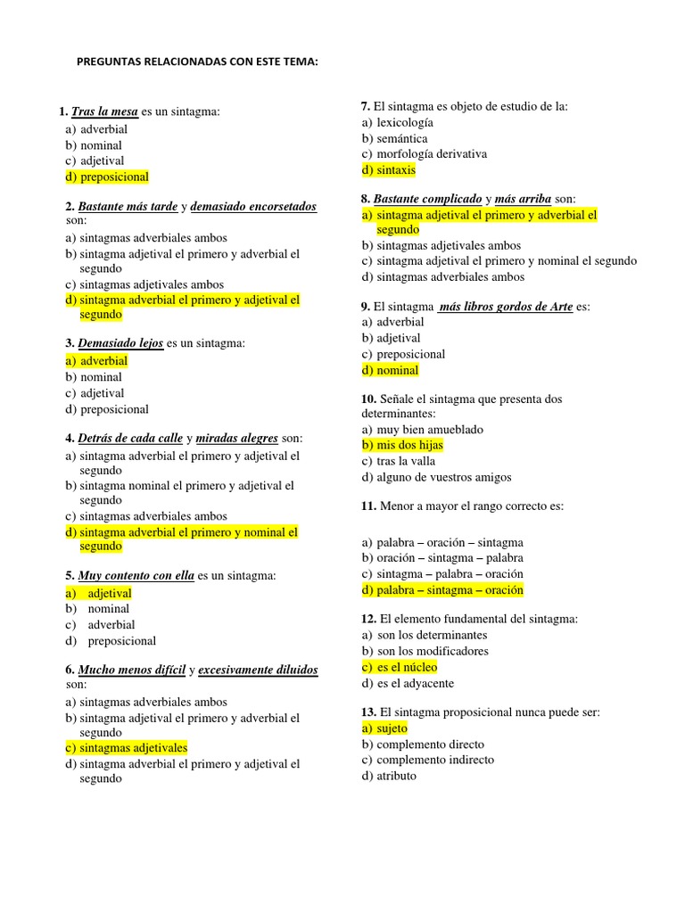 Agrupaciones Sintagmáticas | PDF | Adverbio | Predicado (Gramática)