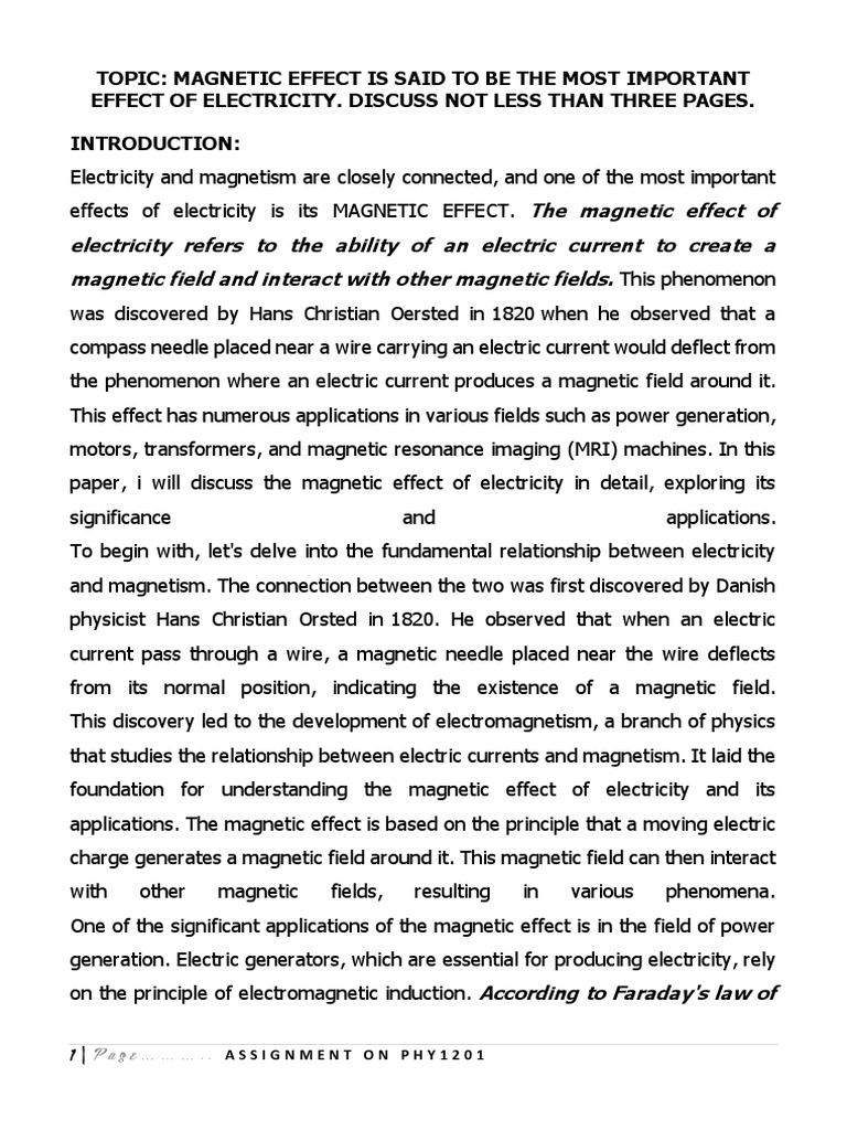 Assignment Work1 | PDF | Electromagnetic Induction | Magnetic Field