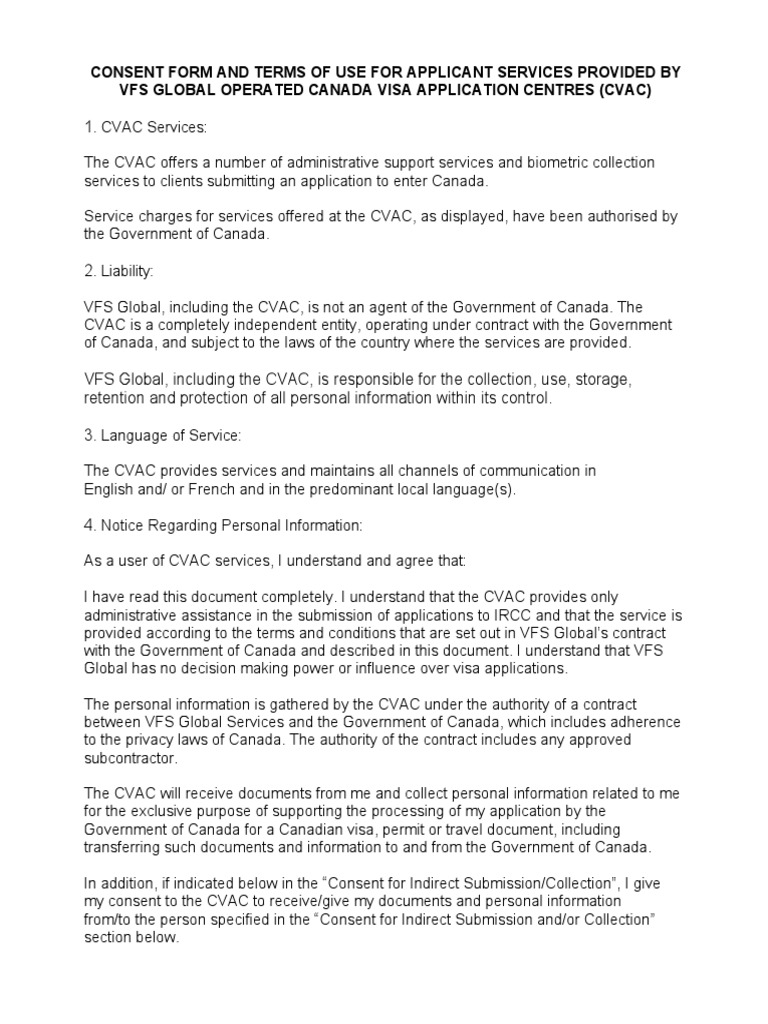 VFS ConsentForm | Download Free PDF | Information | Biometrics