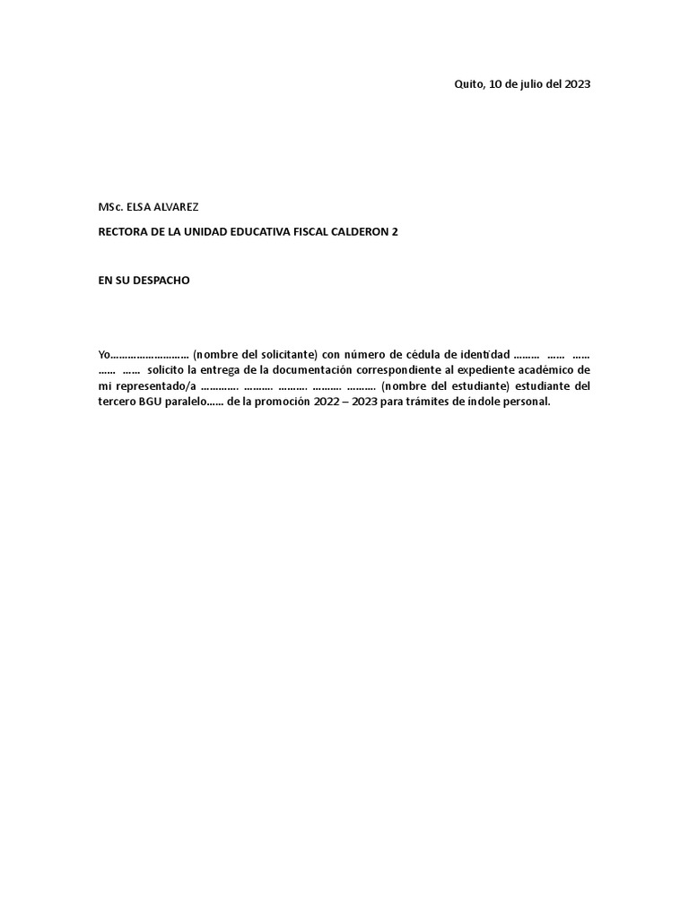 Formato Solicitud Documentos | PDF