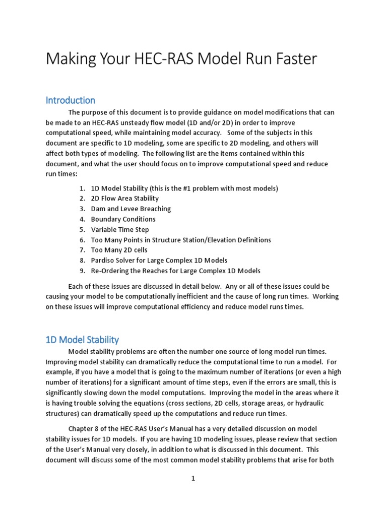 Speed Up HEC-RAS Models | PDF | River | Flood