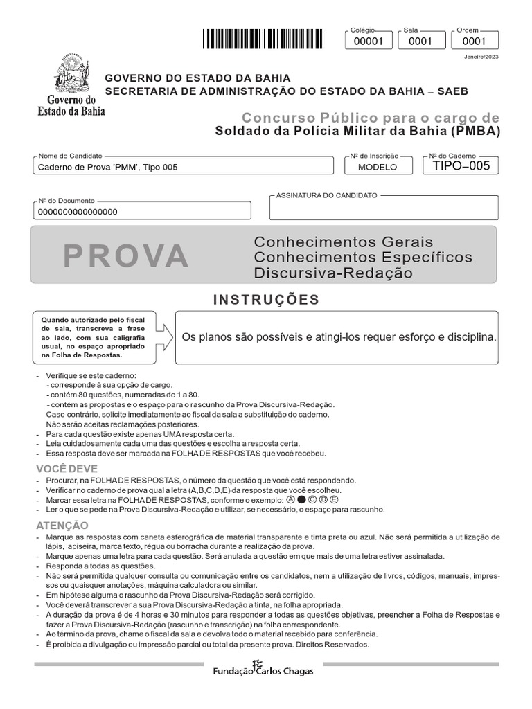 Prova PMBA Tipo 005 1 | PDF