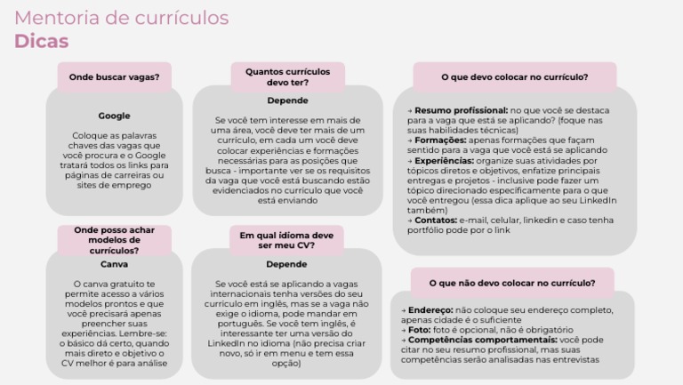 Mentoria de Currículo | PDF | Informática