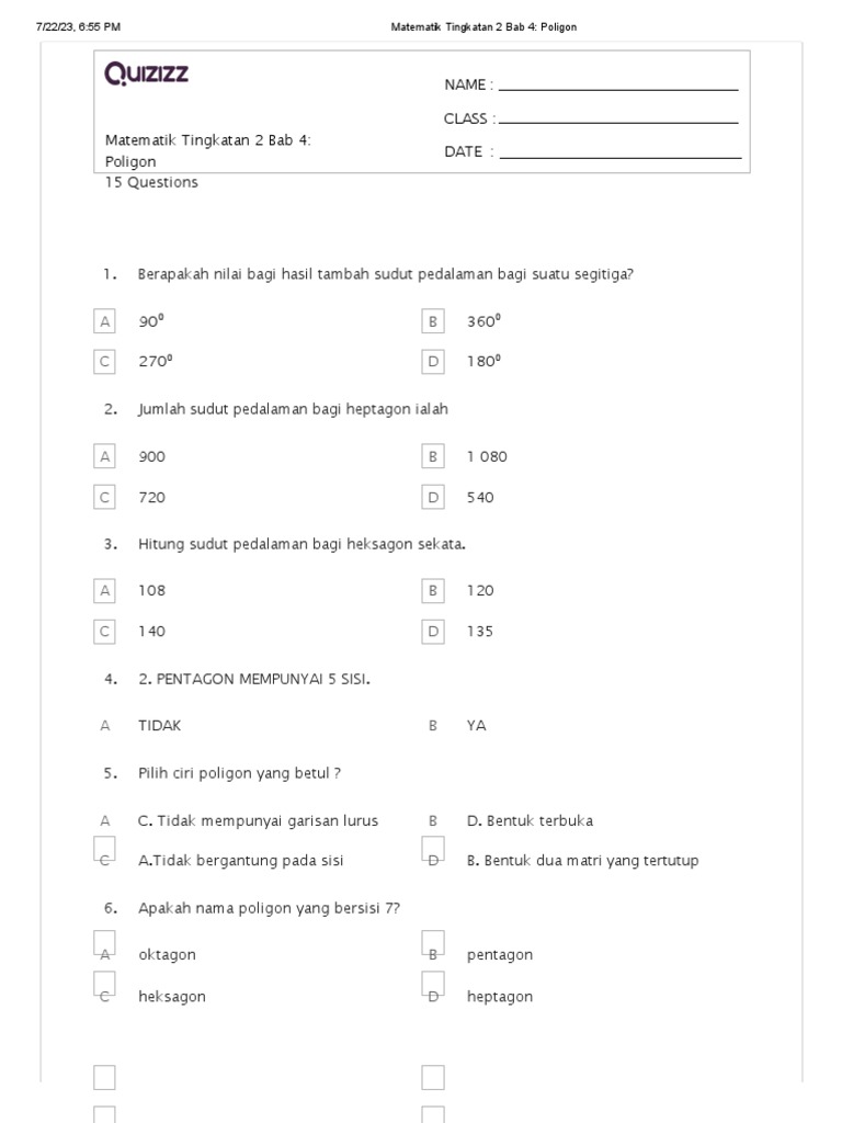 Matematik Tingkatan 2 Bab 4 Poligon Pdf